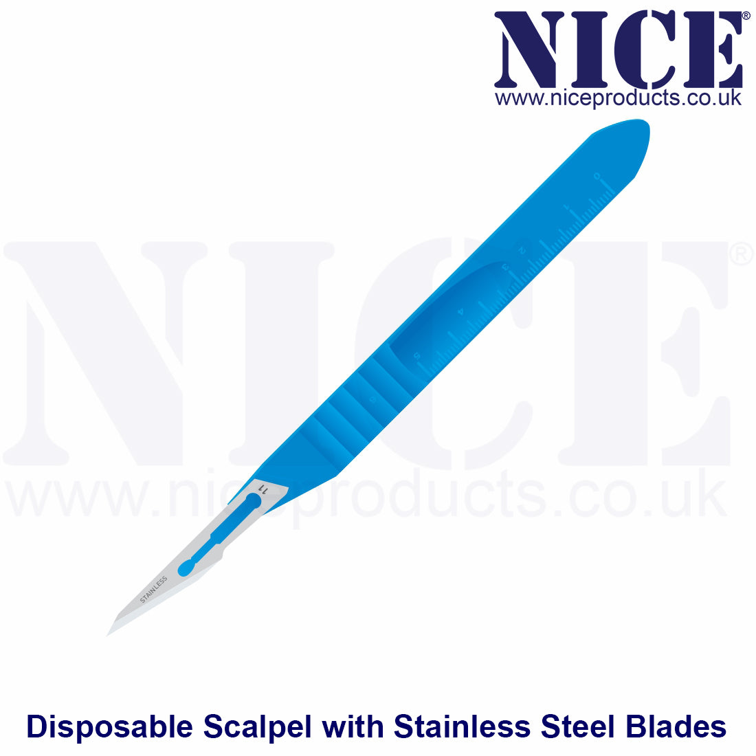 NICE® No.11 Sterile Disposable Scalpel fitted with Stainless Steel Bla ...